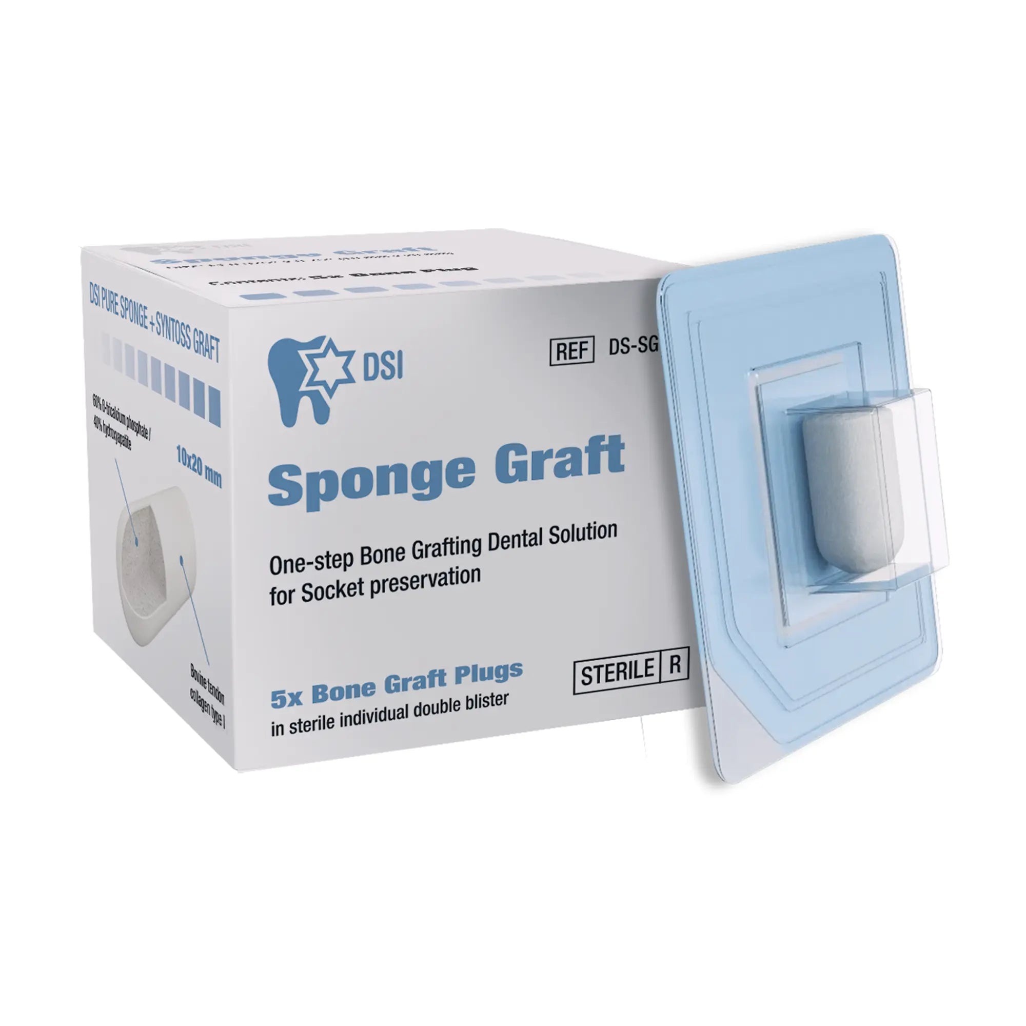 DSI SpongeGraft Dental Bone Plugs for Socket Ridge Grafting 10mmx20mm ...